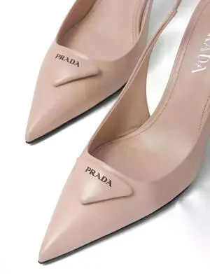 Prada 75mm Brushed Leather Slingback Pumps