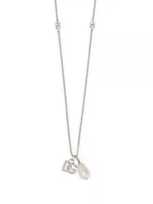 Dolce & Gabbana Logo-plaque Pearl-pendant Necklace