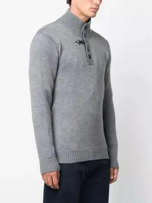 FAY Mock-neck Wool Sweater - Grey