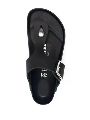 BIRKENSTOCK Gizeh Leather Buckle Sandals - Black