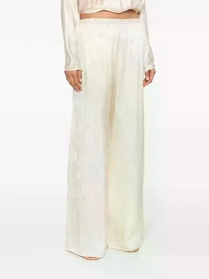 FORTE_FORTE Check-pattern Ruched-detail Satin Palazzo Pants