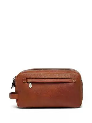 Brunello Cucinelli Grained-leather Wash Bag - Brown
