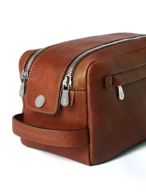Brunello Cucinelli Grained-leather Wash Bag