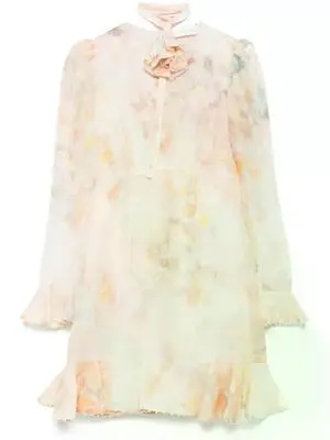 Zimmermann Crush Flower Mini Dress - Neutrals