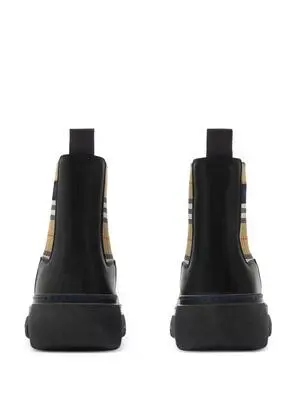 Burberry Leather Creeper Low Chelsea Boots With Check Panels