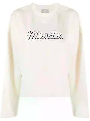 Moncler Logo-embroidered Cotton Sweatshirt - Neutrals