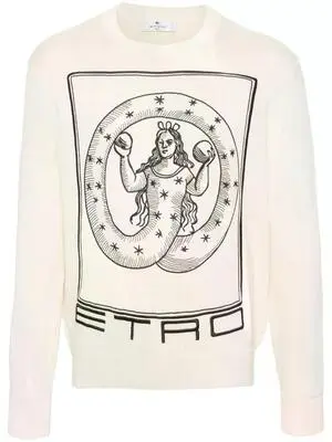 Etro Motif-embroidered Cotton Jumper - Neutrals