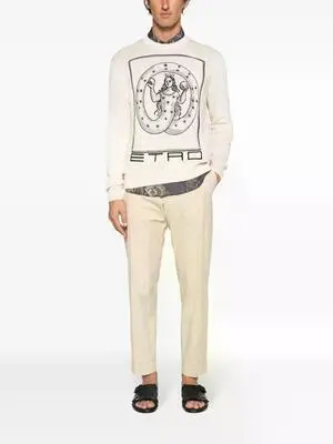 Etro Motif-embroidered Cotton Jumper - Neutrals