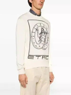 Etro Motif-embroidered Cotton Jumper - Neutrals