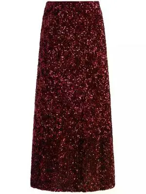 Alice + Olivia Sequin-embellished Flared Skirt