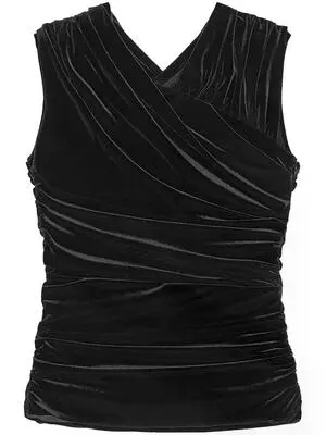 GANNI Ruched Sleeveless V-neck Top