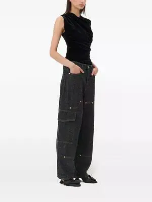 GANNI Ruched Sleeveless V-neck Top