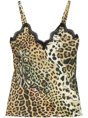 Roberto Cavalli Leopard-print Silk Top