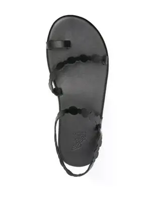 ANCIENT GREEK SANDALS Cronos Flat Leather Sandals - Black