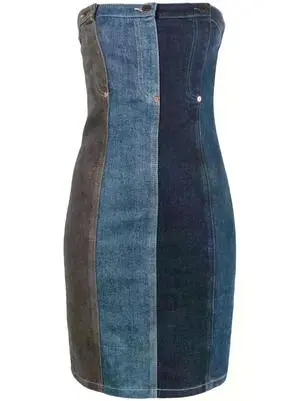 Moschino Layered-design Denim Dress - Blue
