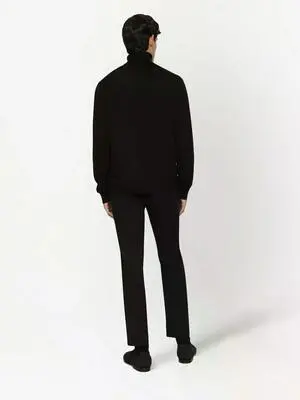 Dolce & Gabbana Logo-tag Roll-neck Wool Jumper - Black