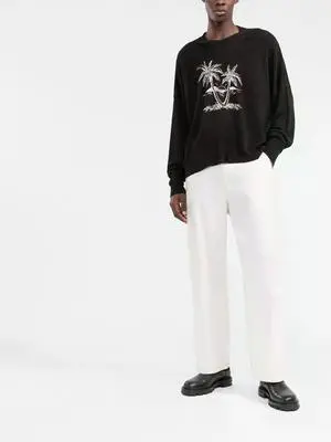 Palm Angels Palm Tree Print Linen Jumper