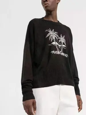 Palm Angels Palm Tree Print Linen Jumper