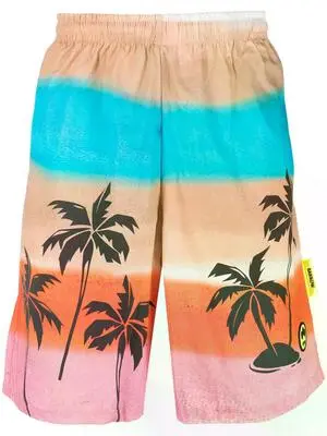 BARROW Palm-tree Print Bermuda Shorts - Blue