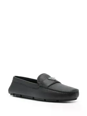 Prada Triangle-logo Leather Loafers - Black