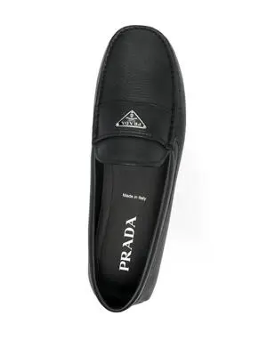Prada Triangle-logo Leather Loafers - Black