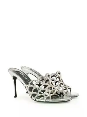 SERGIO ROSSI Sr Mermaid 90mm Leather Mules - Silver