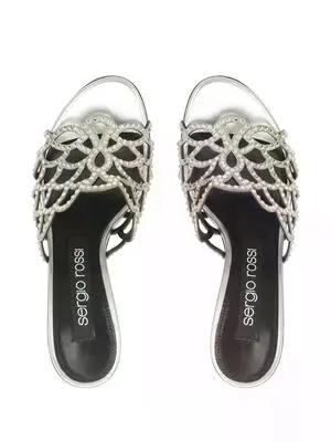 SERGIO ROSSI Sr Mermaid 90mm Leather Mules - Silver
