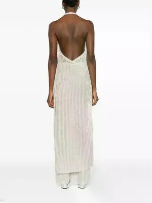 FORTE_FORTE Halterneck Pointelle-knit Maxi Top