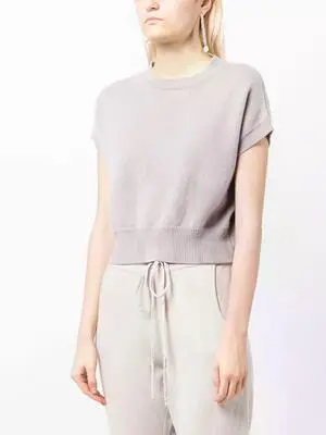 TEDDY CASHMERE Genova Sleeveless Cropped Cashmere Jumper - Grey