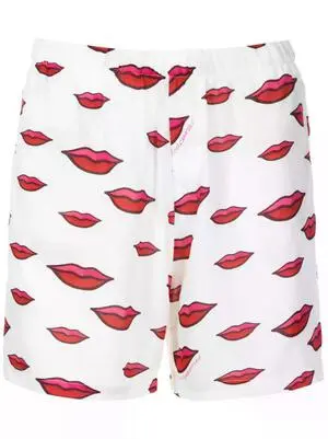 AMIR SLAMA Lips-print Cotton Shorts - Multicolour