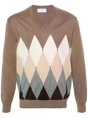BALLANTYNE Argyle Intarsia-knit Jumper - Brown