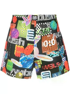 AMBUSH Graphic-print Elasticated-waistband Shorts