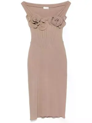 Magda Butrym Rose-appliqué Corset Midi Dress - Brown