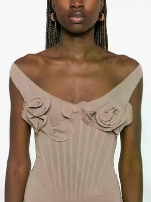 Magda Butrym Rose-appliqué Corset Midi Dress