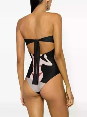 AMIR SLAMA Graphic-print Strapless Swimsuit