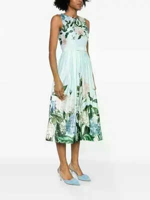 NISSA Floral-print Taffeta Midi Dress