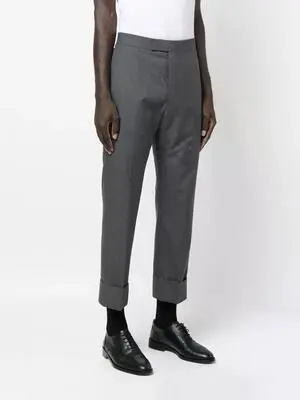 Thom Browne Cropped Stripe-print Wool Trousers - Grey