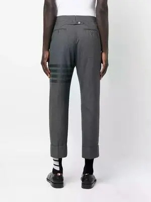 Thom Browne Cropped Stripe-print Wool Trousers - Grey