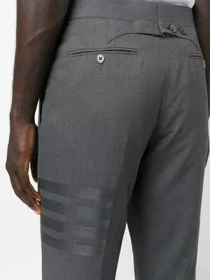Thom Browne Cropped Stripe-print Wool Trousers - Grey