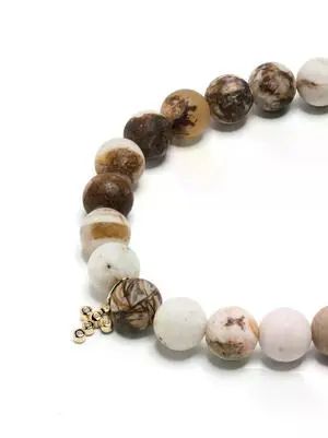 SYDNEY EVAN 14kt Yellow Gold Bezel Cross Charm Beaded Bracelet
