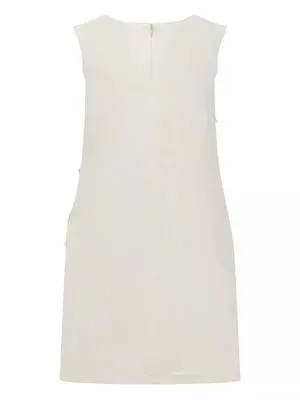 SELF-PORTRAIT Satin Mini Dress With Floral Appliqu - Neutrals