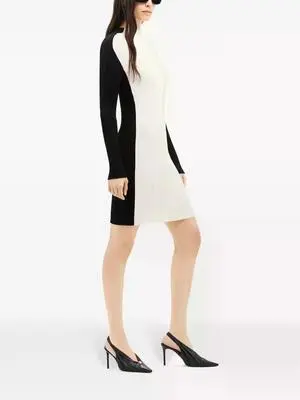 COURREGES Contrast-frame Ribbed-knit Mini Dress