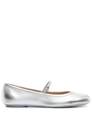 GIANVITO ROSSI Carla Ballerina Flats - Silver