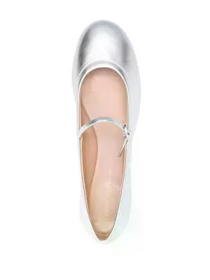 GIANVITO ROSSI Carla Ballerina Flats - Silver