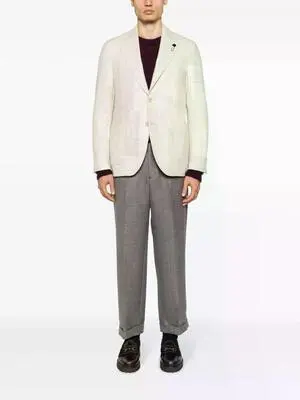 LARDINI Prince-of-wales-check Wool Blazer - Neutrals