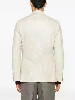 LARDINI Prince-of-wales-check Wool Blazer - Neutrals