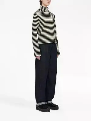 JIL SANDER Logo-patch Striped Wool Sweater