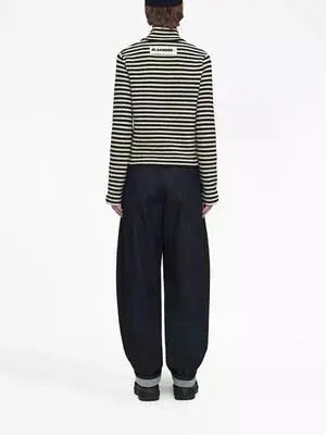 JIL SANDER Logo-patch Striped Wool Sweater
