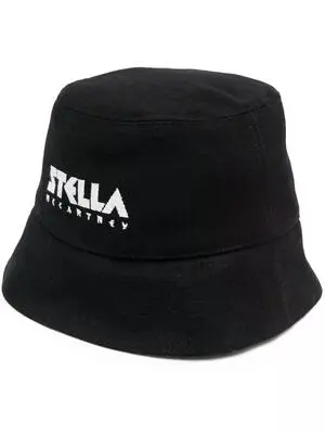 Stella McCartney Embroidered-logo Bucket Hat - Black