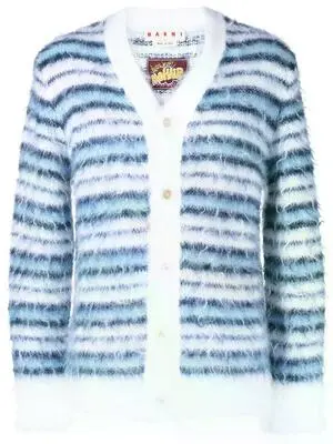 Marni Striped V-neck Cardigan - Blue